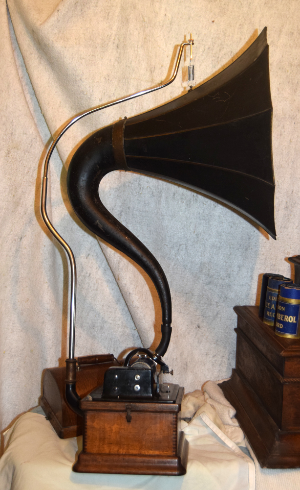Edison Fireside Phonograph, K reproducer, Cygnet horn for sale